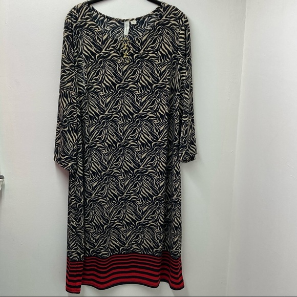 Tacera | Dresses | Tacera Animal Print Striped Dress Size 2x | Poshmark